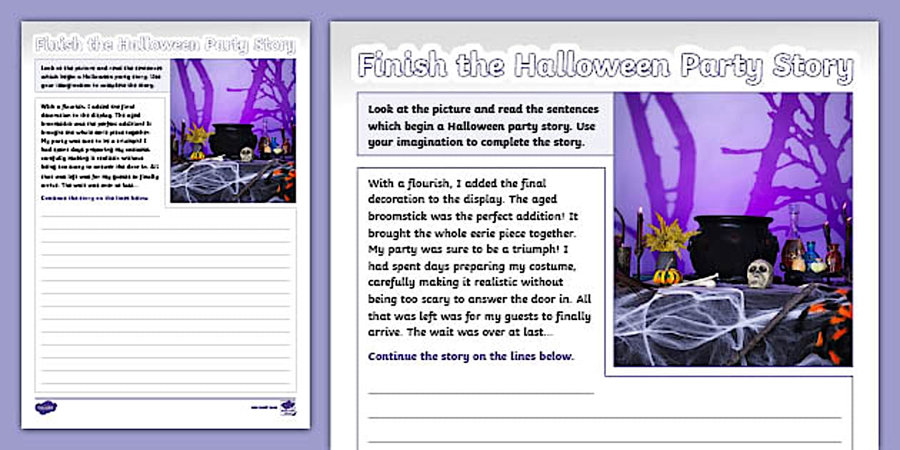Finish the Halloween Party Story Writing Template