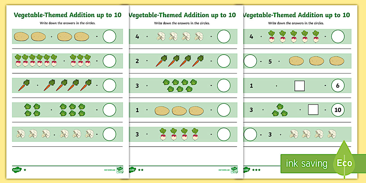 Vegetable-Themed Up to 10 Worksheet (teacher made) - Twinkl