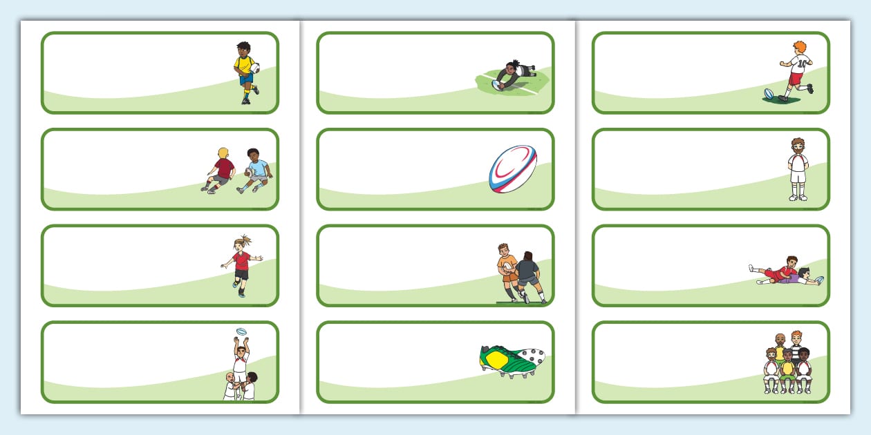 Rugby Themed Drawer Peg Name Labels Editable - Twinkl
