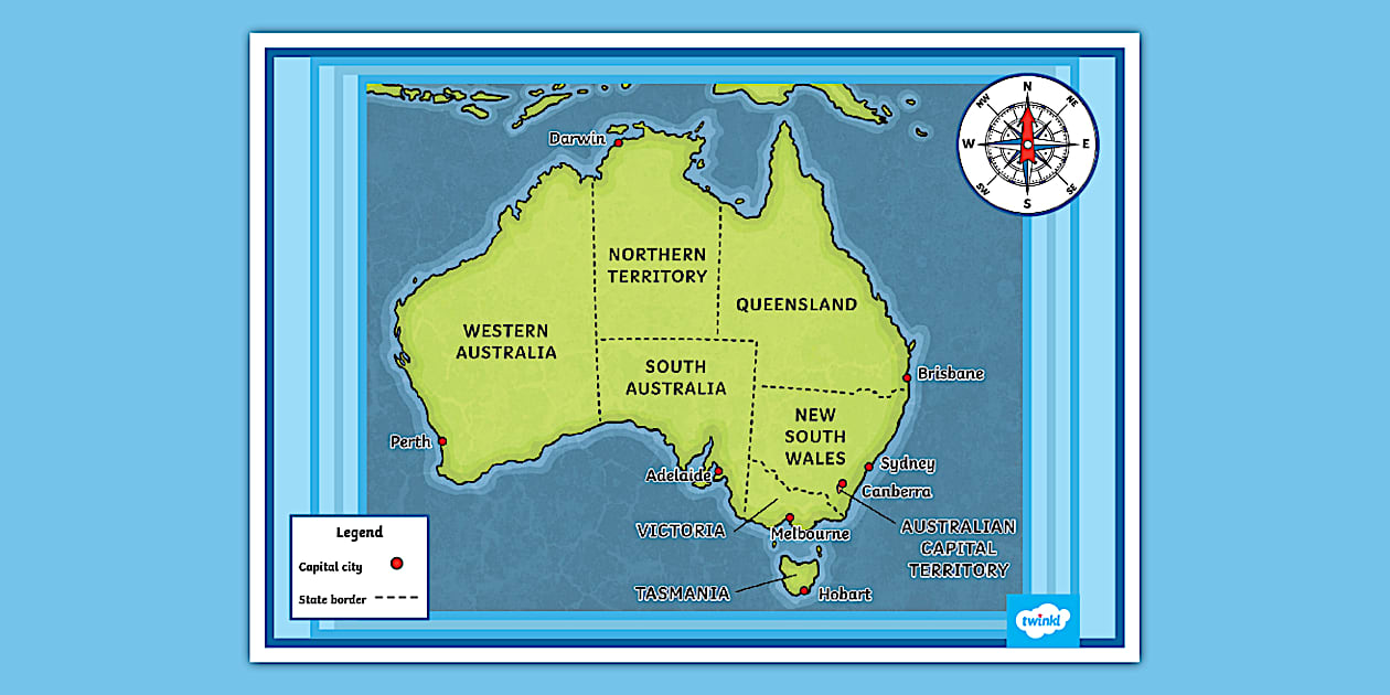 Australia Map (teacher made) - Twinkl