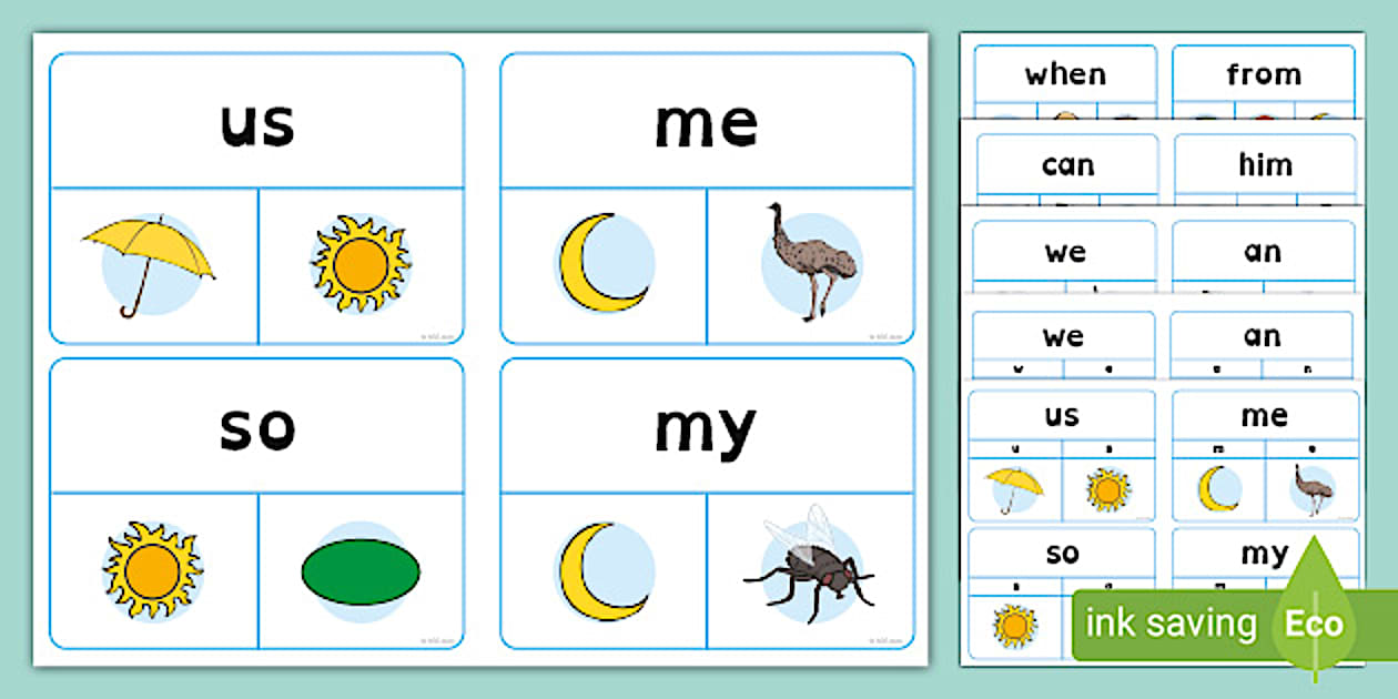 Visual Cue Phonics Sight Word Decoding Cards (teacher made)