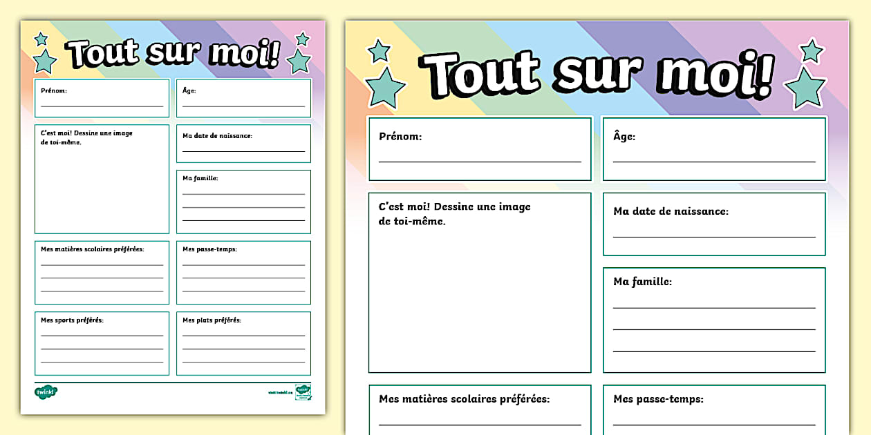 Tout sur moi PDF | Ressource Éducative Twinkl - Twinkl