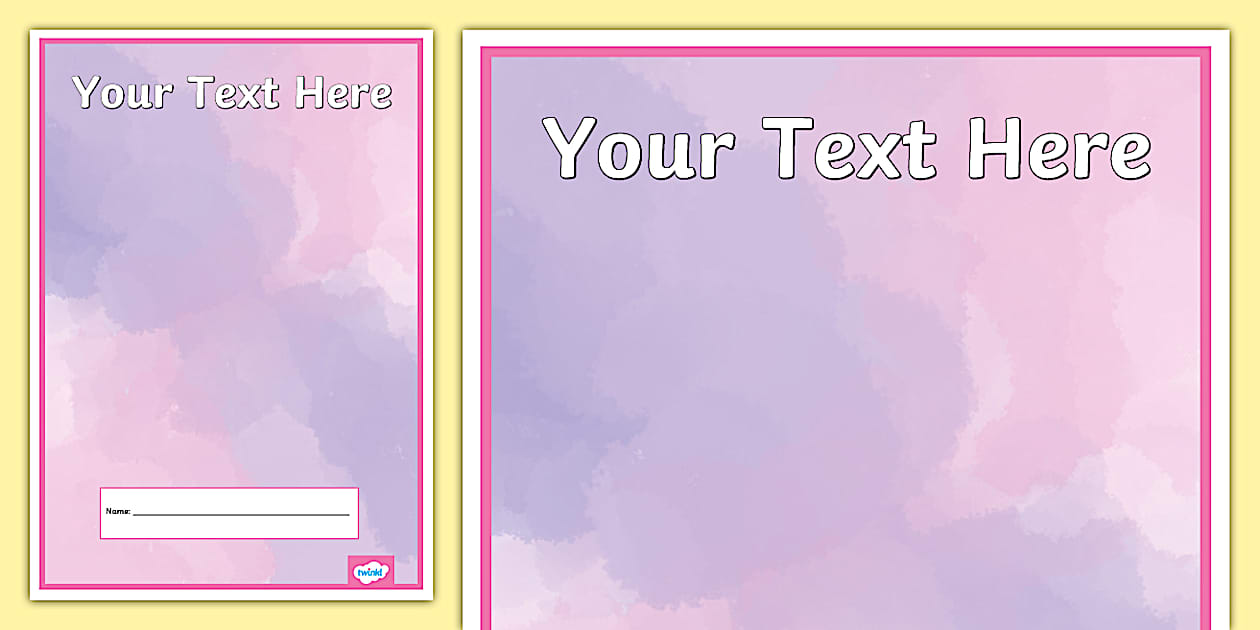 Pink Purple Watercolour Editable Book Cover