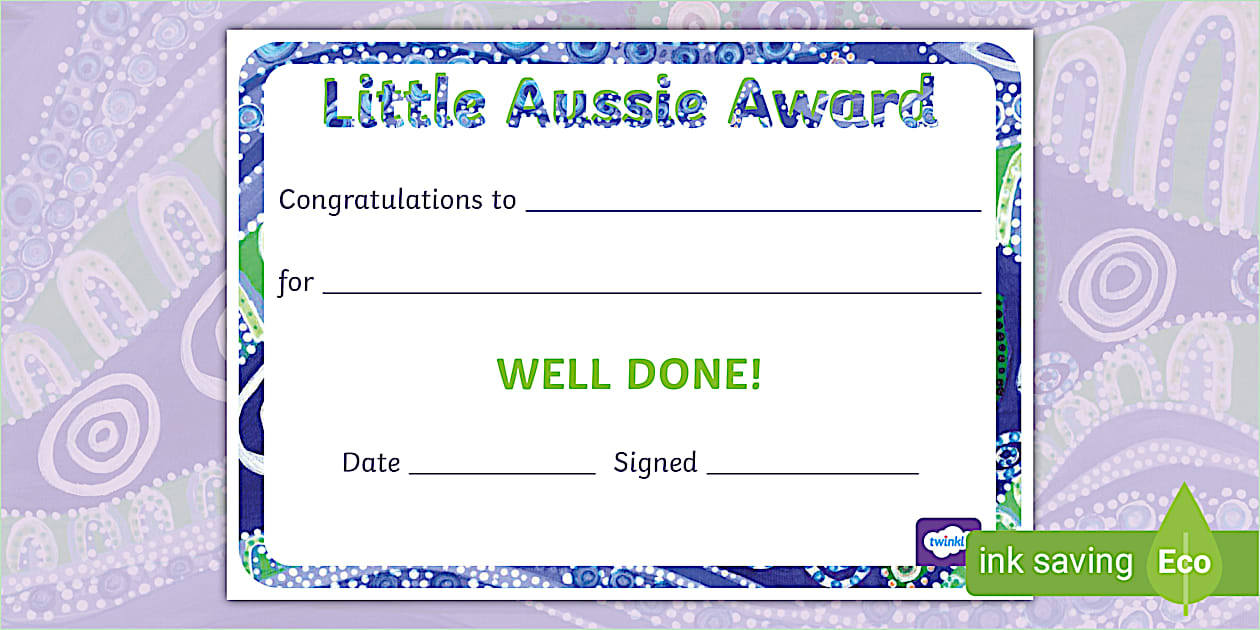 Little Aussie Award (teacher made) - Twinkl