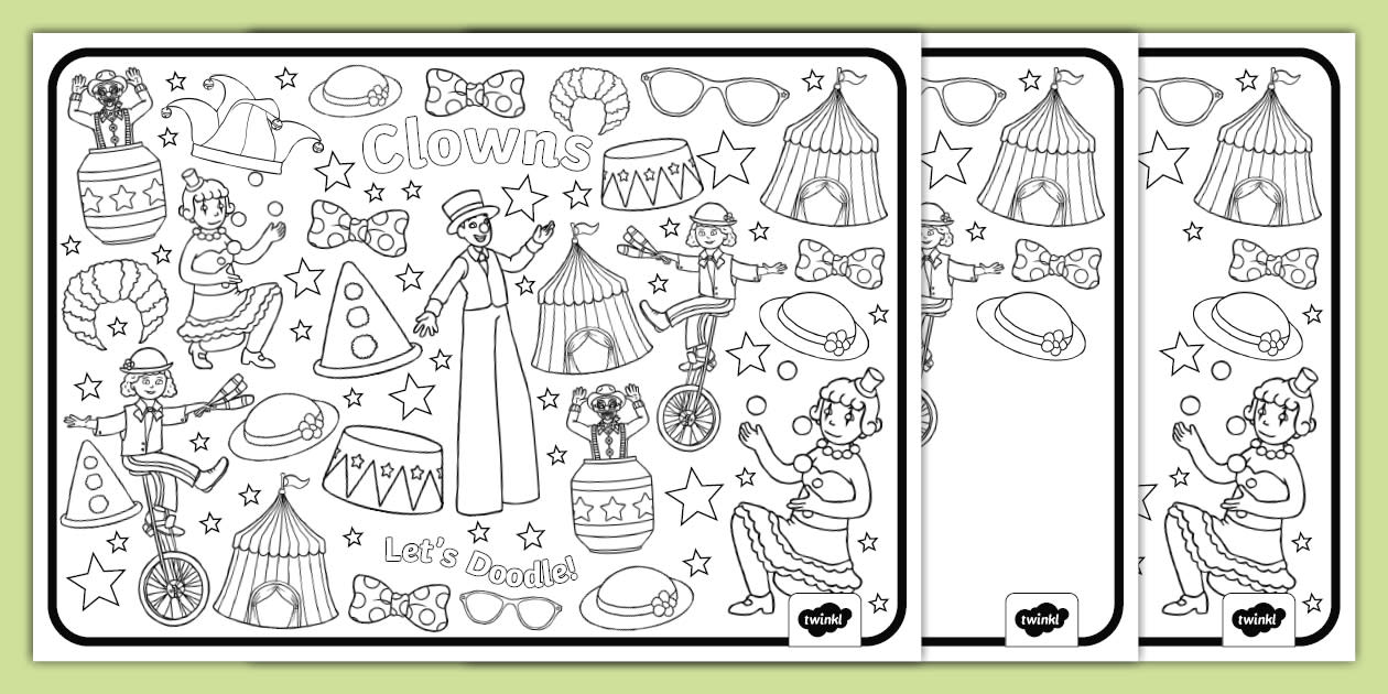 Clown Doodle Colouring Pages - KS1 (teacher made) - Twinkl