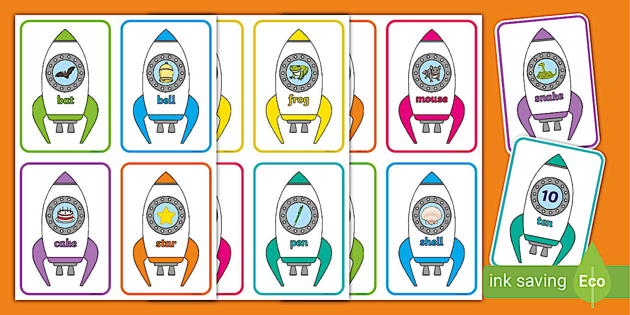 Rhyming Rocket Matching Cards (teacher made) - Twinkl