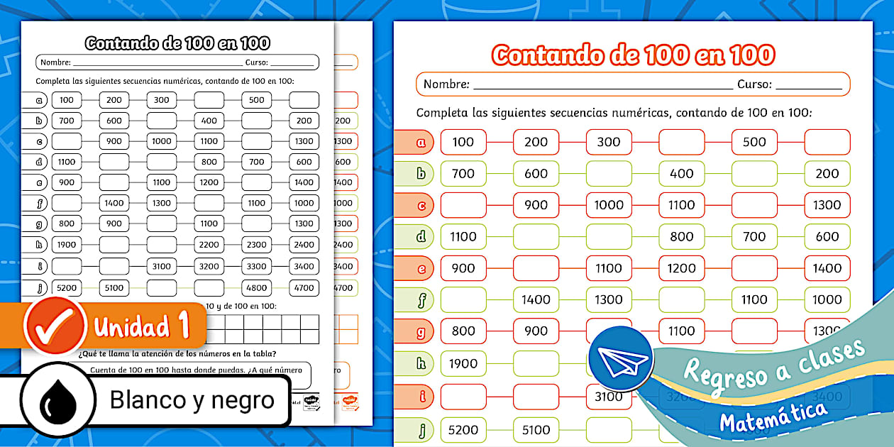 Guía de Trabajo: Contando de 100 en 100 (professor feito)