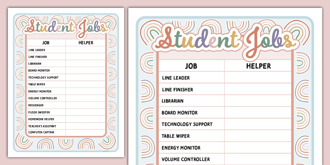 Muted Rainbow Themed Student Jobs Display Poster