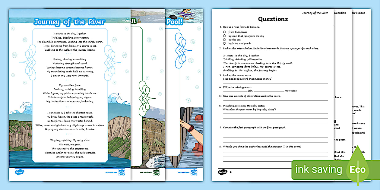 KS2 Water Poetry Comprehension Activity - Twinkl