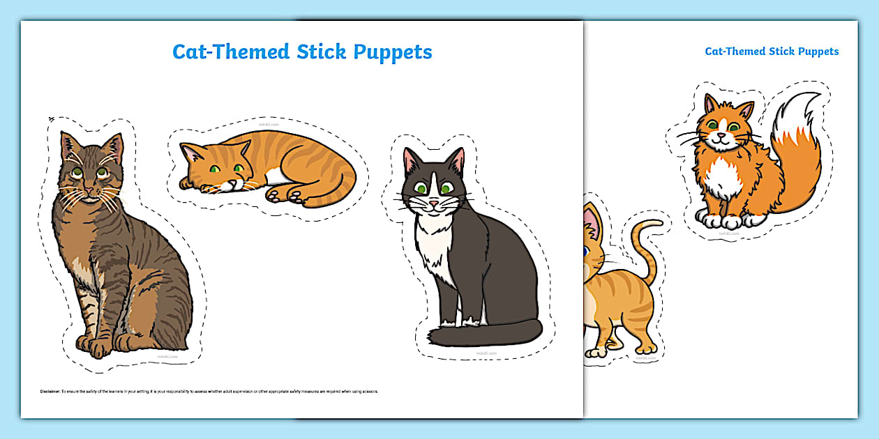 Cat-Themed Stick Puppets - Twinkl - KS1 (teacher made)