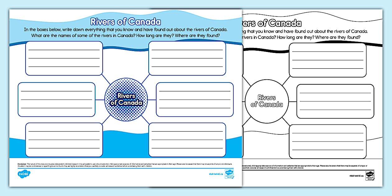 Rivers of Canada Mind Map (teacher made) - Twinkl