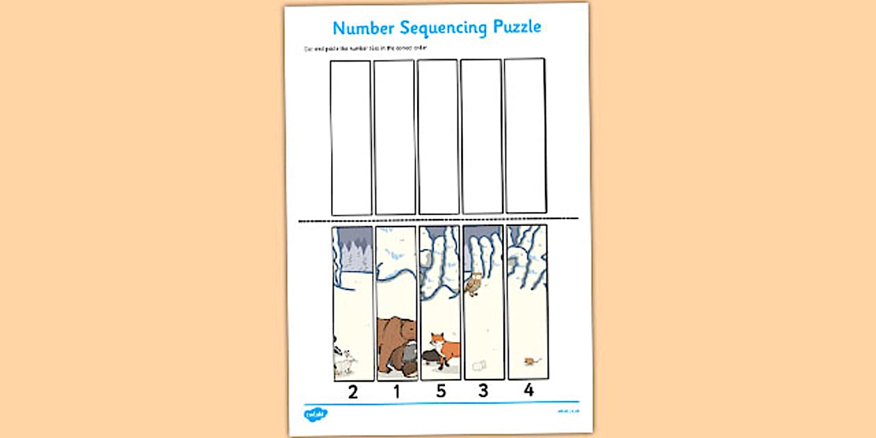 Black and White The Mitten Number Sequencing Puzzle - Twinkl