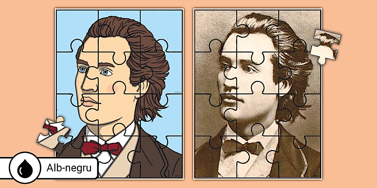 Portretul lui Mihai Eminescu – Puzzle (teacher made)