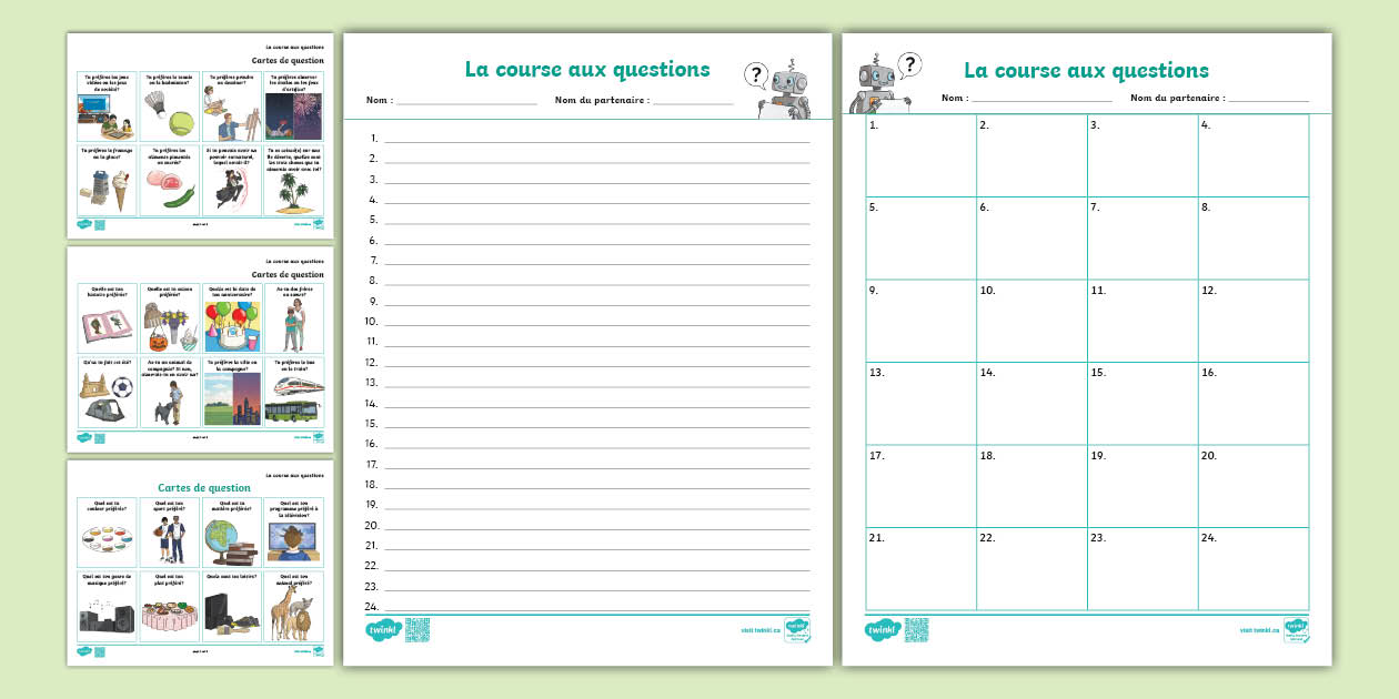 La course aux questions - Brise-glaces (teacher made)