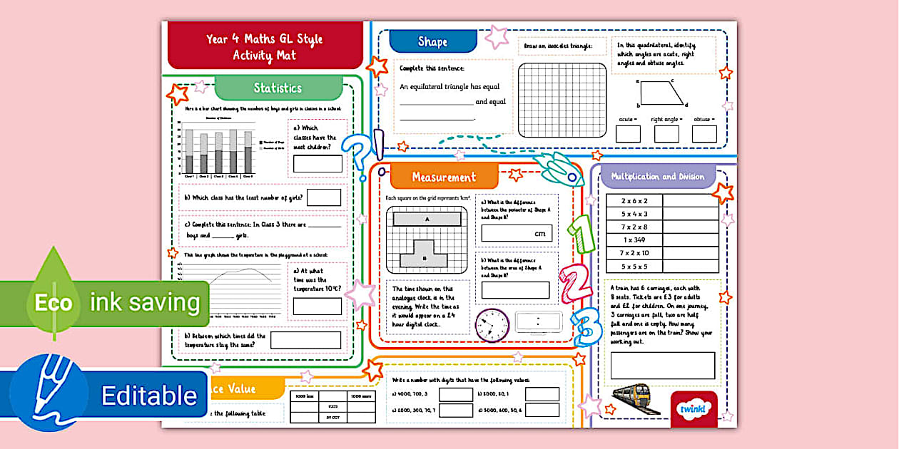Year 4 Maths GL Style Activity Mat (teacher made) - Twinkl