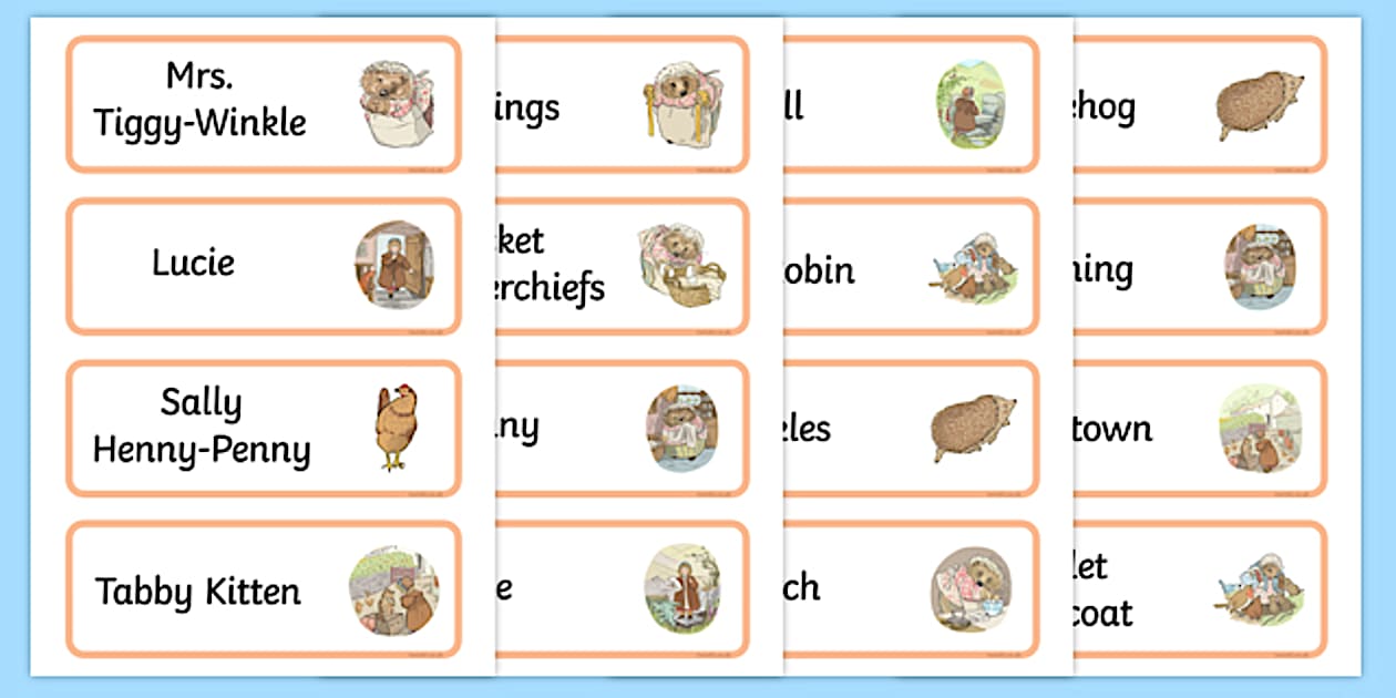 Cursive The Tale of Mrs Tiggy Winkle Word Cards (Beatrix Potter)