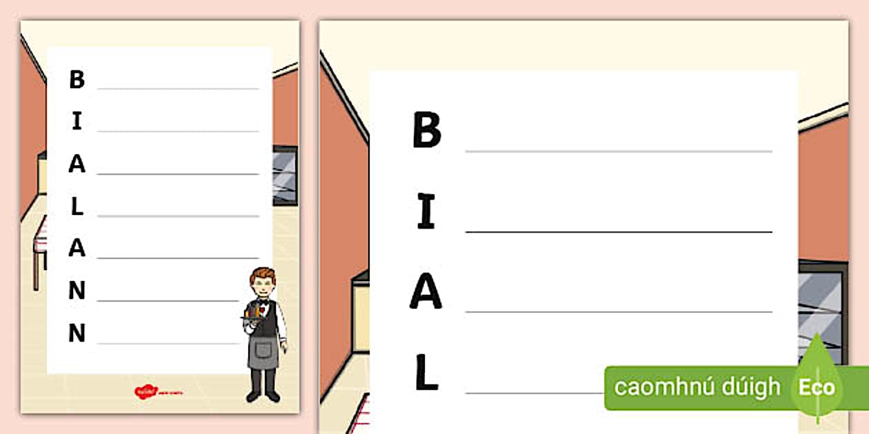 The Restaurant Aistear Acrostic Poem Gaeilge - Twinkl