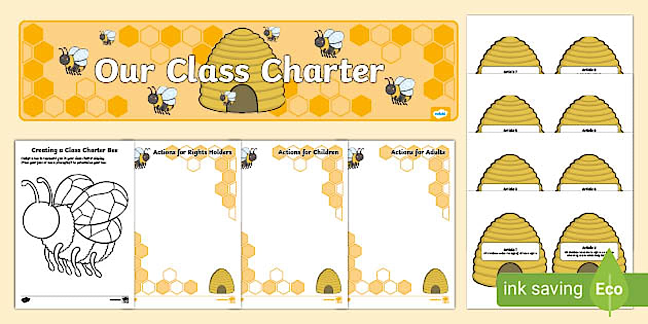 UNCRC Creating a Class Charter Bee-Themed Display Pack