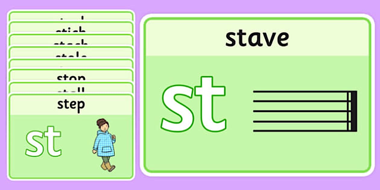 Initial 'st' Blend Modelling Dough Mats (teacher made)