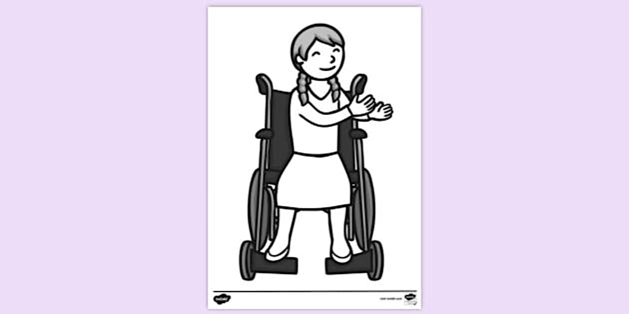 Getting On and Falling Out Girl in Wheelchair Colouring Sheet