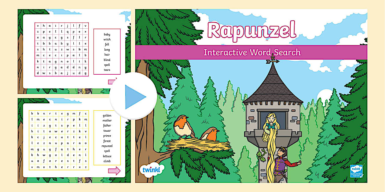 Rapunzel Interactive Wordsearch (teacher made) - Twinkl