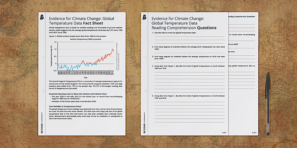 GCSE Global Temperature Data Reading Comprehension | Beyond
