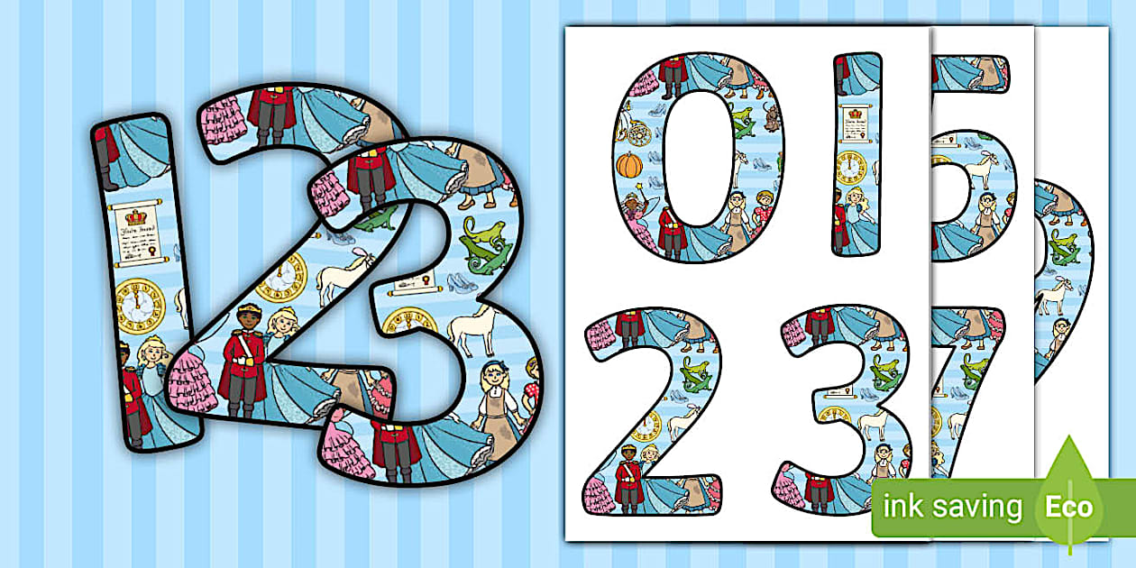 Cinderella Themed A4 Display Numbers (Hecho por educadores)