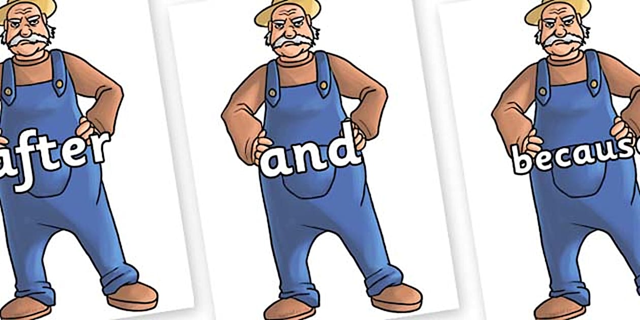 Cursive Connectives on Angry Farmer (teacher made) - Twinkl
