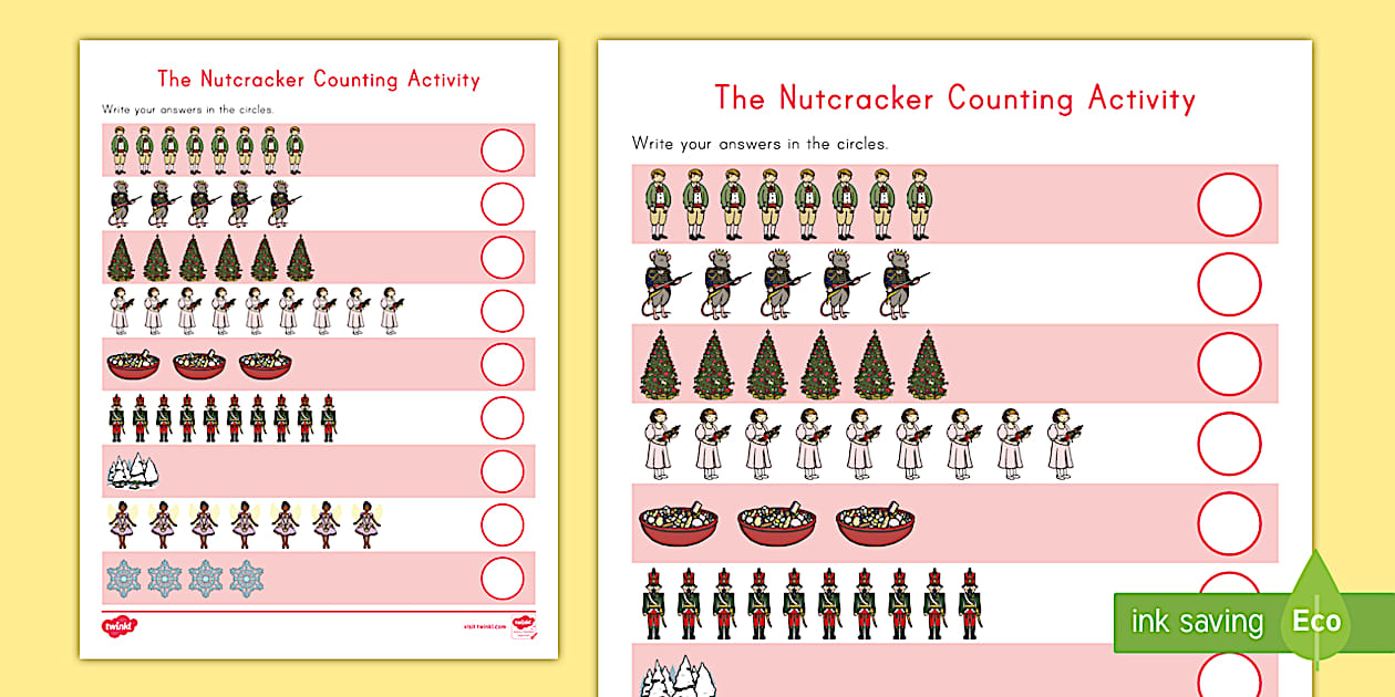 The Nutcracker Counting Worksheet (teacher made) - Twinkl