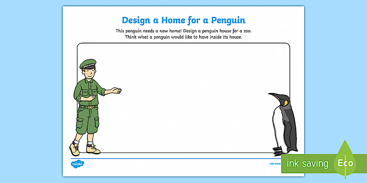 Black and White Design a Home for a Penguin Worksheet