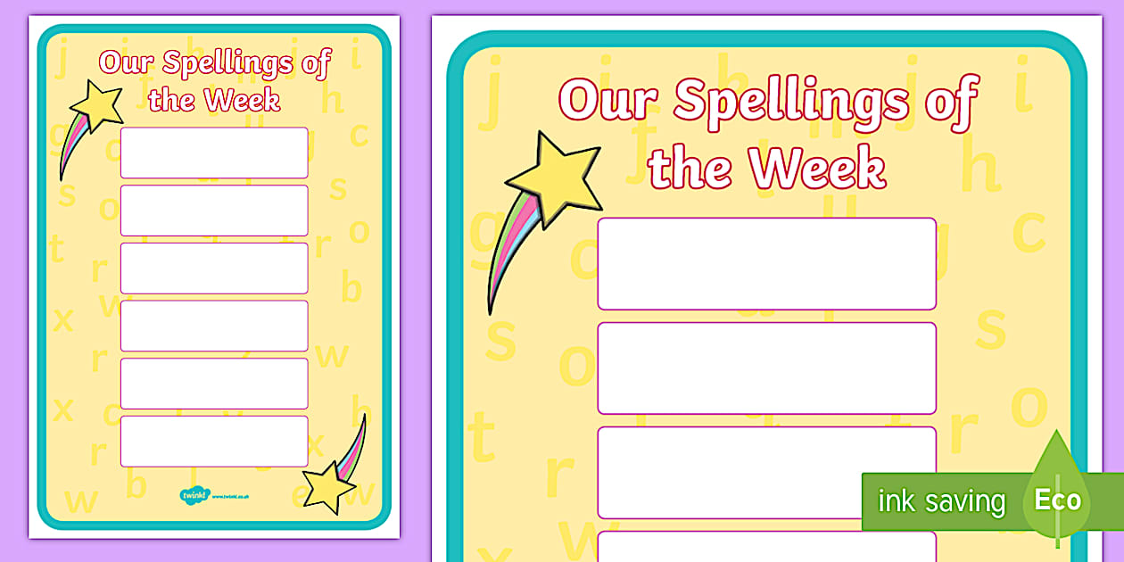Editable Our Spellings of the Week Display Poster - Twinkl