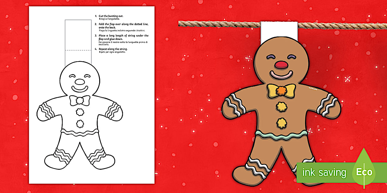 Christmas Gingerbread Man Display Bunting English/Italian