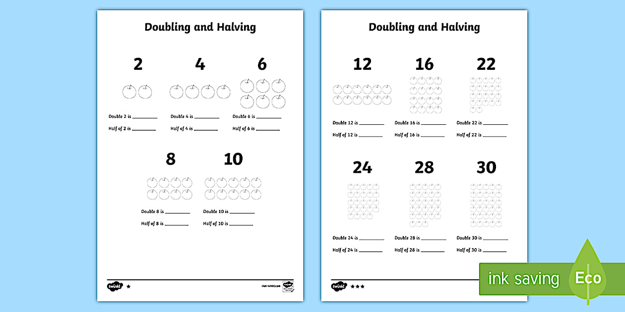 Doubling and Halving Worksheet / Worksheet - Twinkl