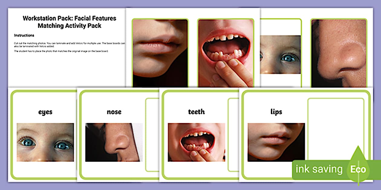 Workstation Pack - Facial Features Activity Pack - Twinkl