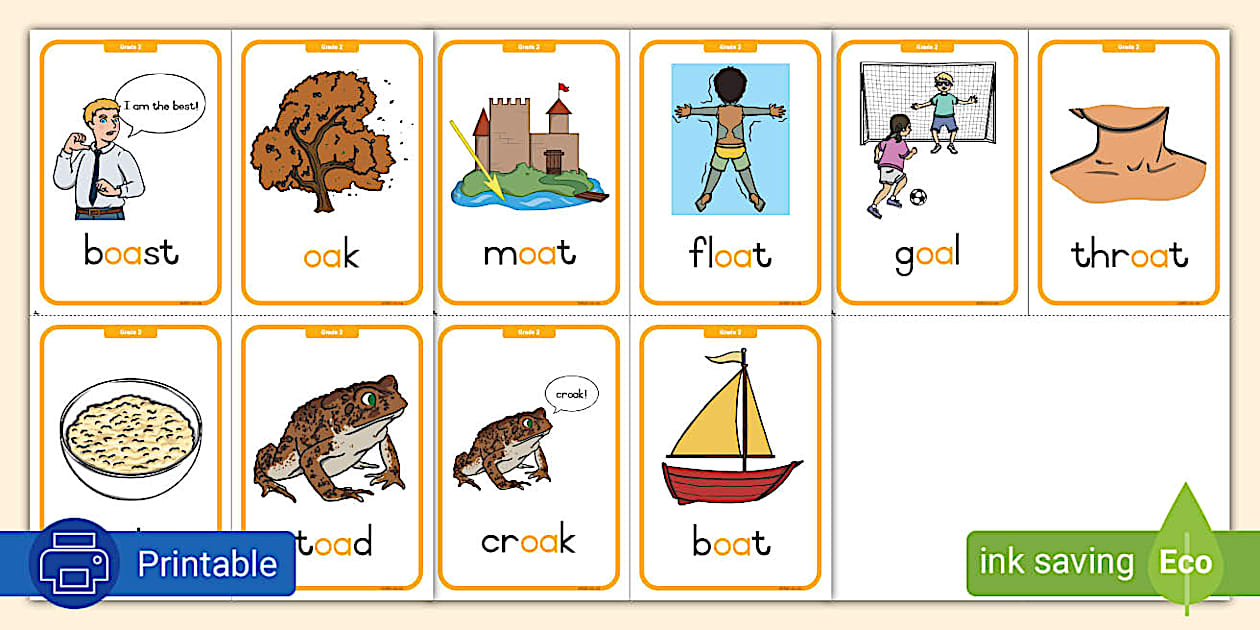 Flashcards Grade 2 Phonics: oa Sound (teacher made) - Twinkl