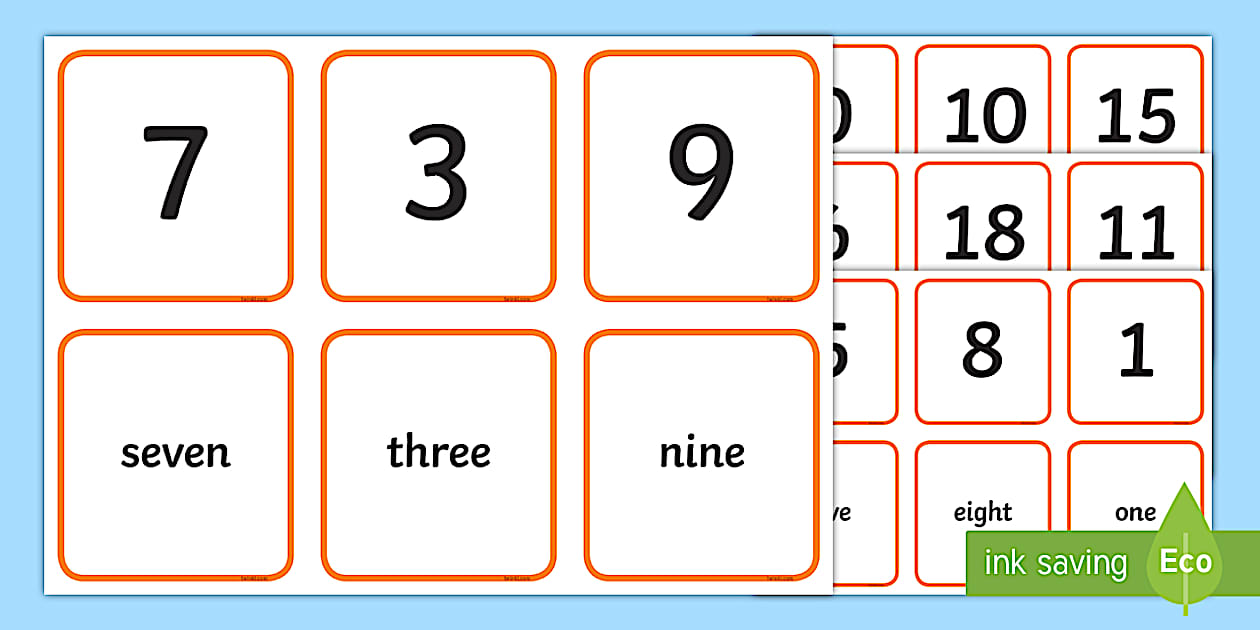 Cursive Number Snap Numerals and Number Words 0-20 - Twinkl