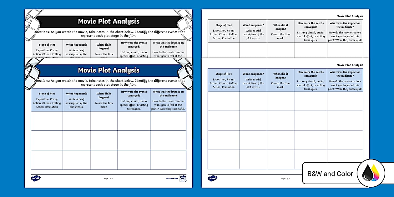 Movie Plot Analysis Graphic Organizer for 6th-8th Grade