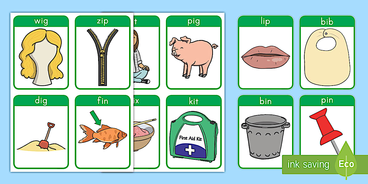 Short I CVC Word Cards for K-1st Grade (teacher made)