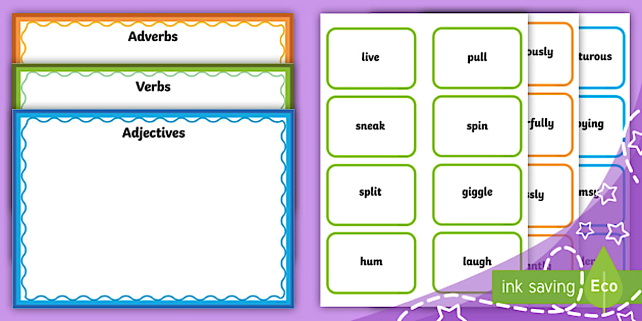 Adverb Games | Adverbs, Adjectives, and Verbs Sorting Game