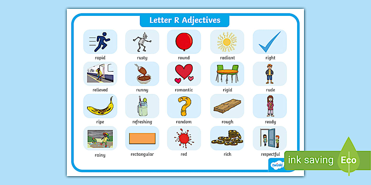 Letter R Adjectives Word Mat (teacher made) - Twinkl