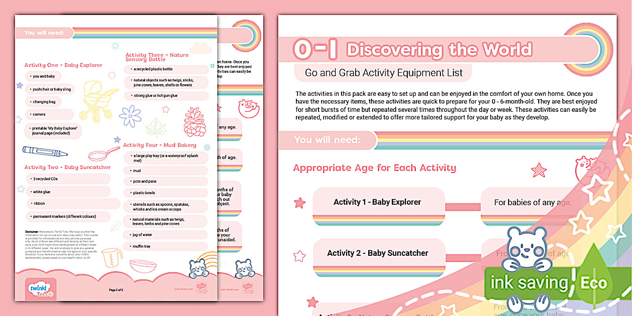 FREE! - 0-12 Months Discovering the World Equipment List