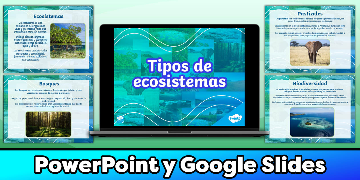 PowerPoint y Google Slides 3°-5° grado: Tipos de ecosistemas