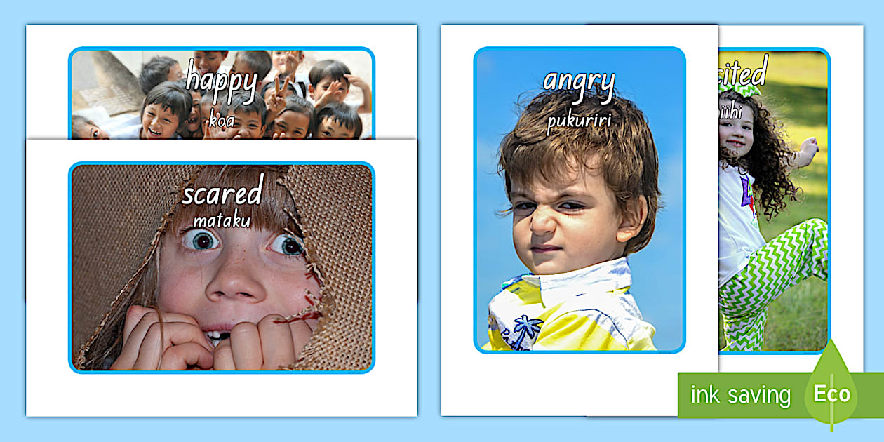 Our emotions Display Photos English/Te Reo Māori - Twinkl