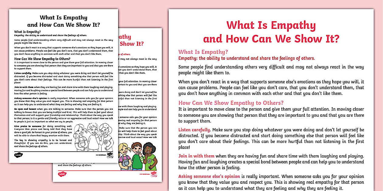 What Is Empathy and How Can We Show It Guide (teacher made)
