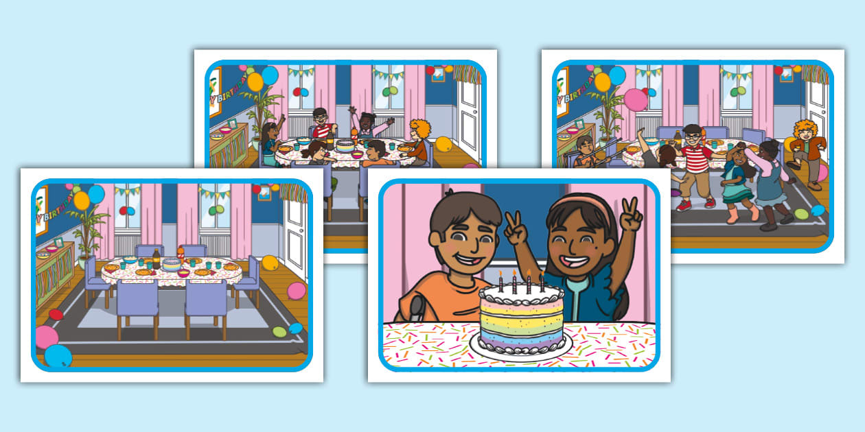 Sequencing Cards Birthday Party (teacher made) - Twinkl