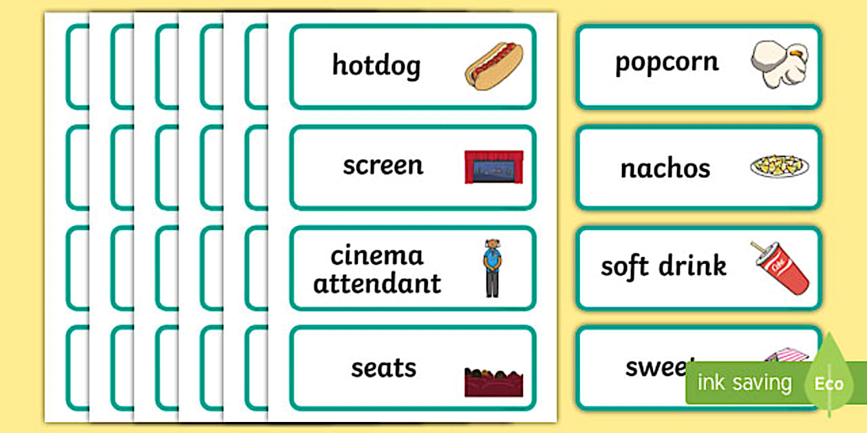 Cinema Role Play Word Cards (teacher made) - Twinkl