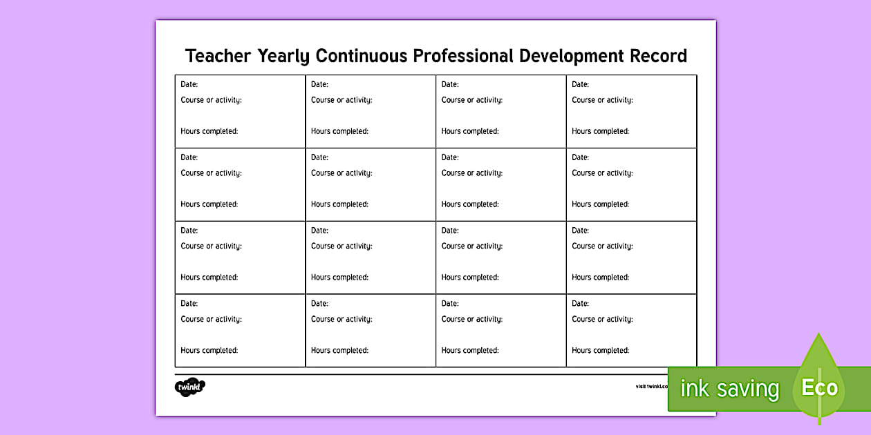 CPD Portfolio Template | Twinkl Educational Resources