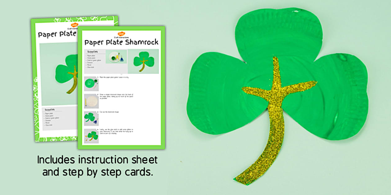 Paper Plate Shamrock Craft Instructions - Twinkl