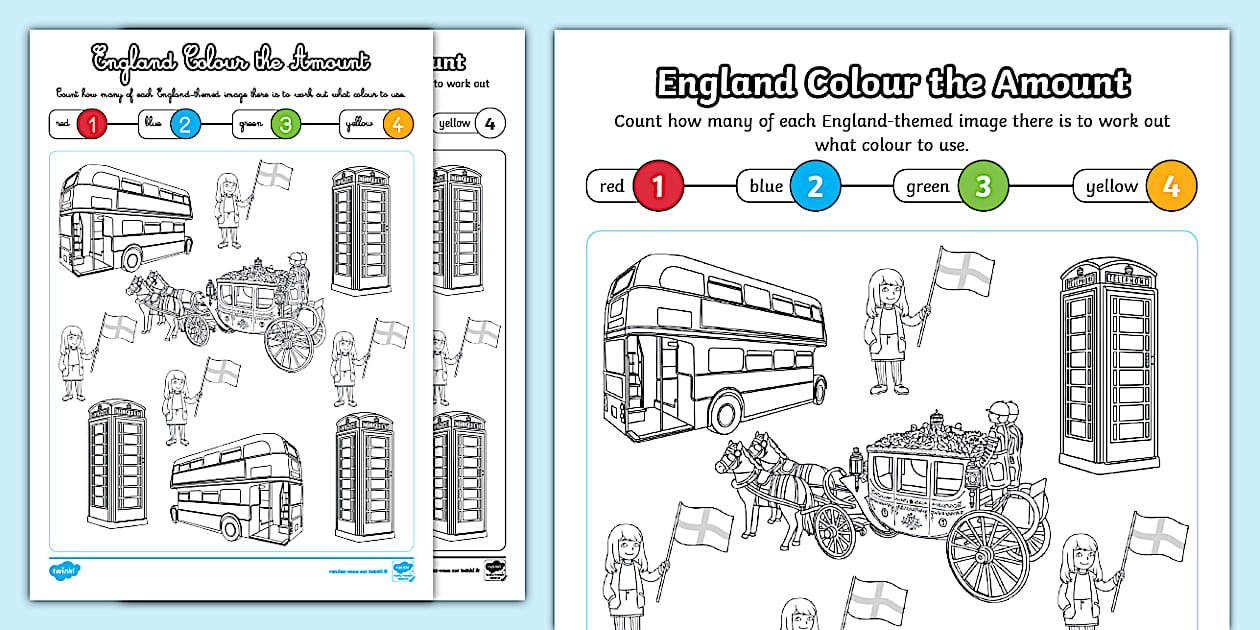 Compter et colorier : Angleterre - Anglais LV - Twinkl