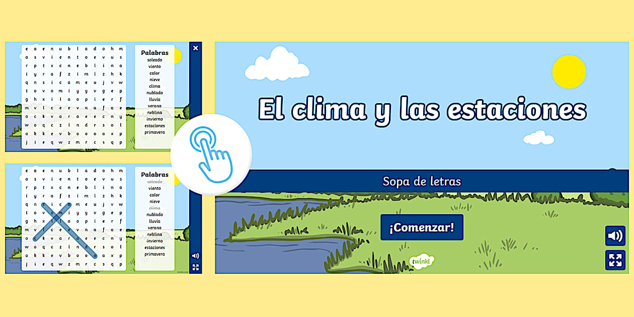 Sopa de letras sobre el clima y las estaciones para cuarto y quinto grado